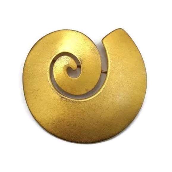 Vintage | Jewelry | Vintage Gold Toned Circular Snail Brooch Scarf Pin ...
